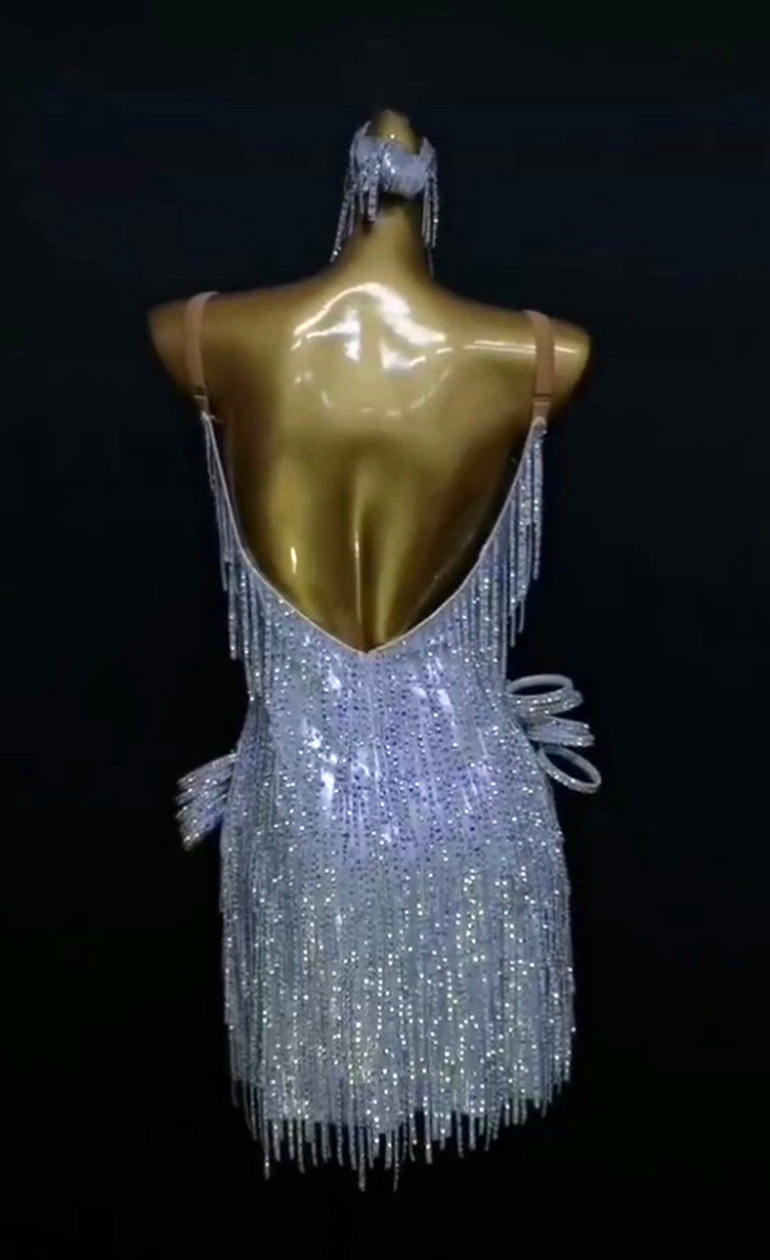 Silver Sparkling Latin Dress Full of Stones Silver Rhythm Dress Fringe ...