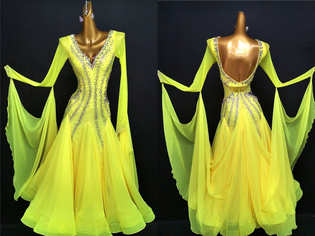 Yellow Sparkling Ballroom Dance Dress - Etsy