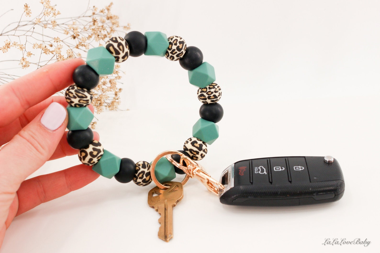Custom Silicone Bead Leopard Keychain Wristlet Personalized - Etsy