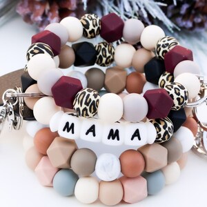 Mama Keychain Wristlet , Cute Keychain Bracelet , Beaded Keyring , Car ...