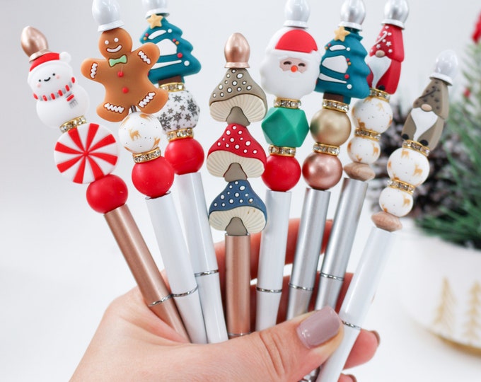 Beaded Christmas Pens, Holiday Character Pens, Teacher Gift - Etsy