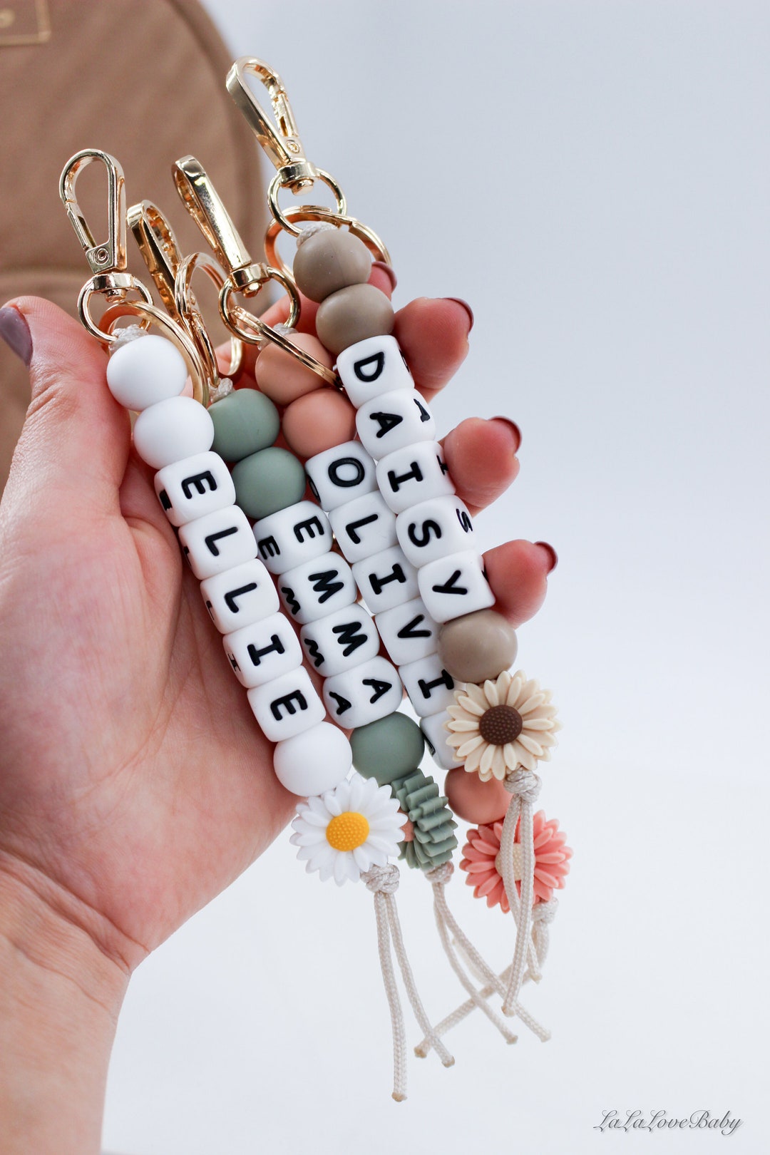Name Silicone Beaded Keychain , Custom Keychain , Keychain With Name ...