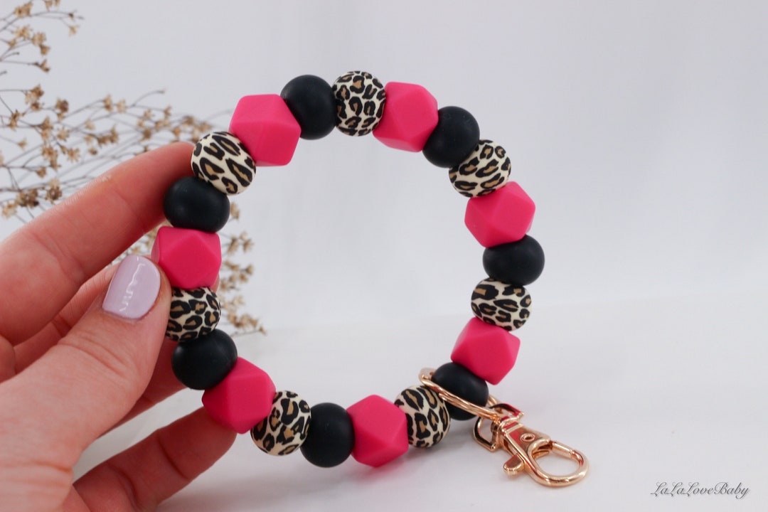 Pink Keychain , Cute Car Accessories , Keychain Wristlet , Silicone Key ...