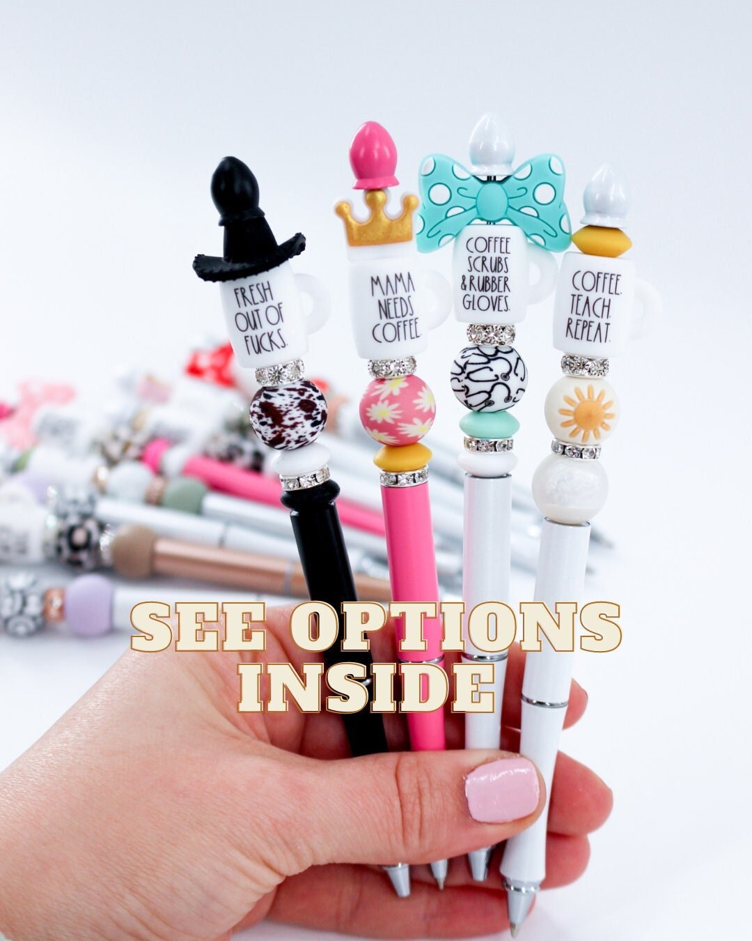 Teacher Custom Pen Nurse Thank You Gift Cute Pen With Beads Famous Coffee Mugs Beadable Pens ...