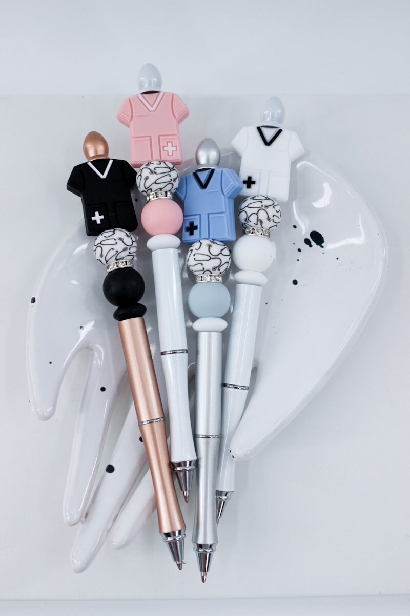 Scrubs Beaded Pen Metal Pen Stethoscope Nurse Pen - Etsy
