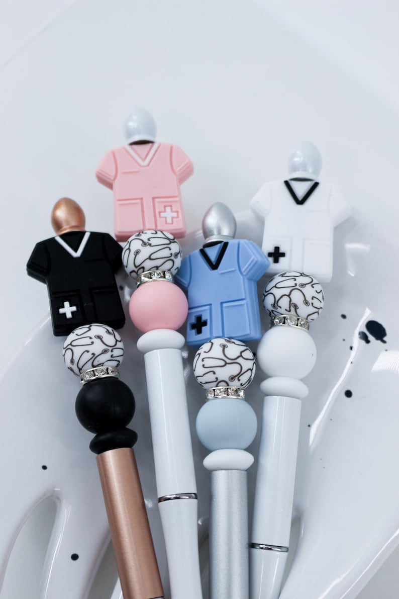 Scrubs Beaded Pen Metal Pen Stethoscope Nurse Pen - Etsy