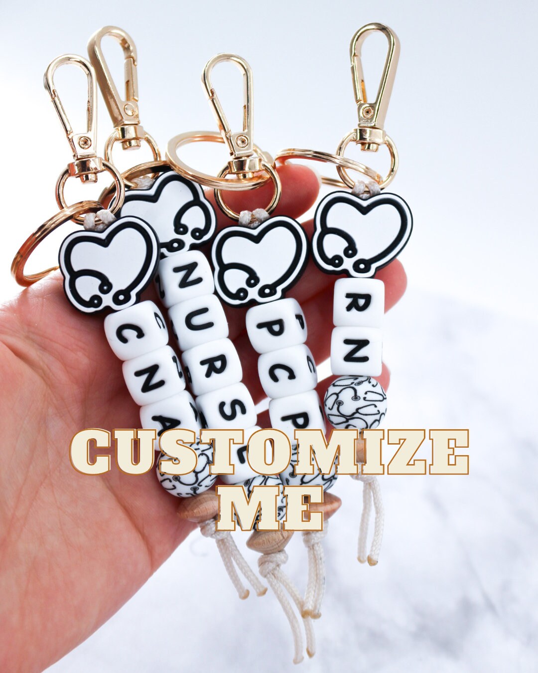 Custom Job Title Keychain , Health Care Worker Keychain , Personalize ...