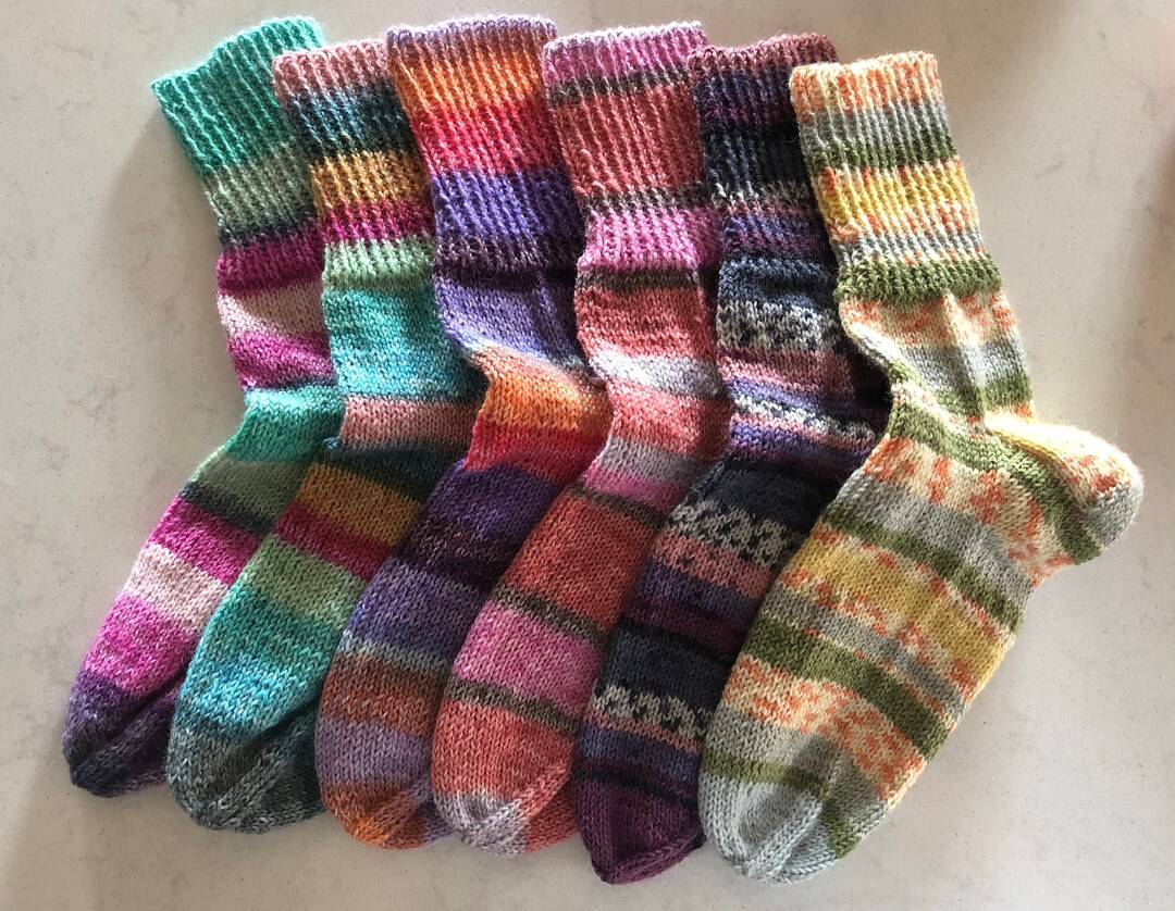 WOOL Socks, HAND KNIT, Washable, Comfortable, Thick &soft, Breathable ...