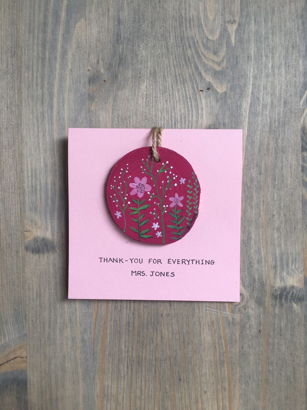 Personalised Teacher Card, Pink Teacher Card, Custom Teacher Card ...
