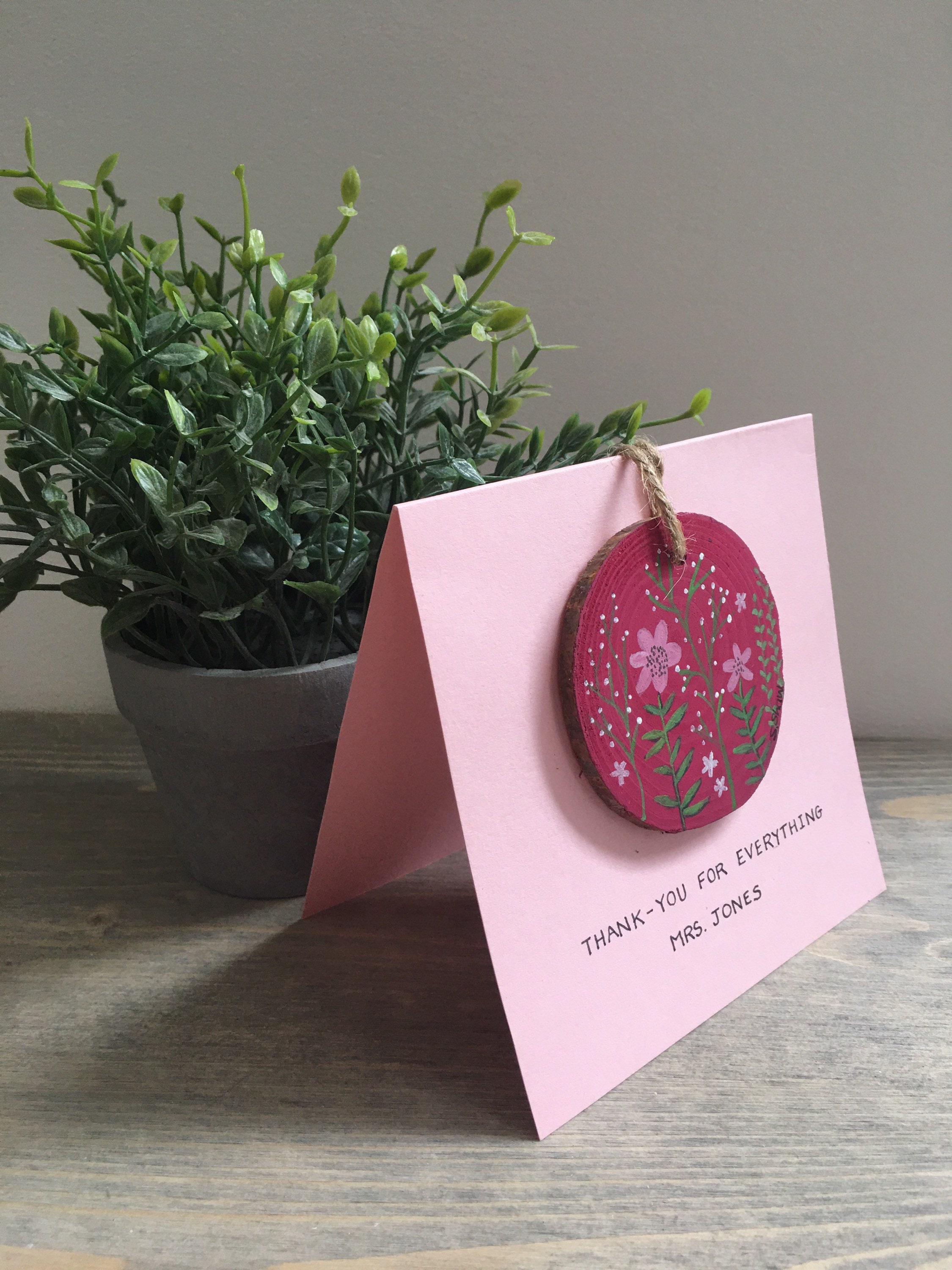 Personalised Teacher Card Pink Teacher Card Custom Teacher - Etsy