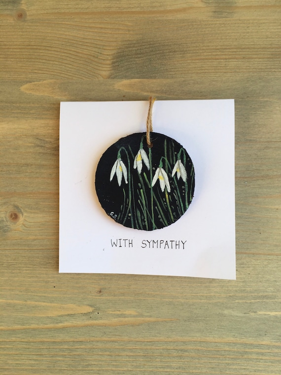 Hand Painted Snowdrop Sympathy Card Snowdrops Card Original - Etsy