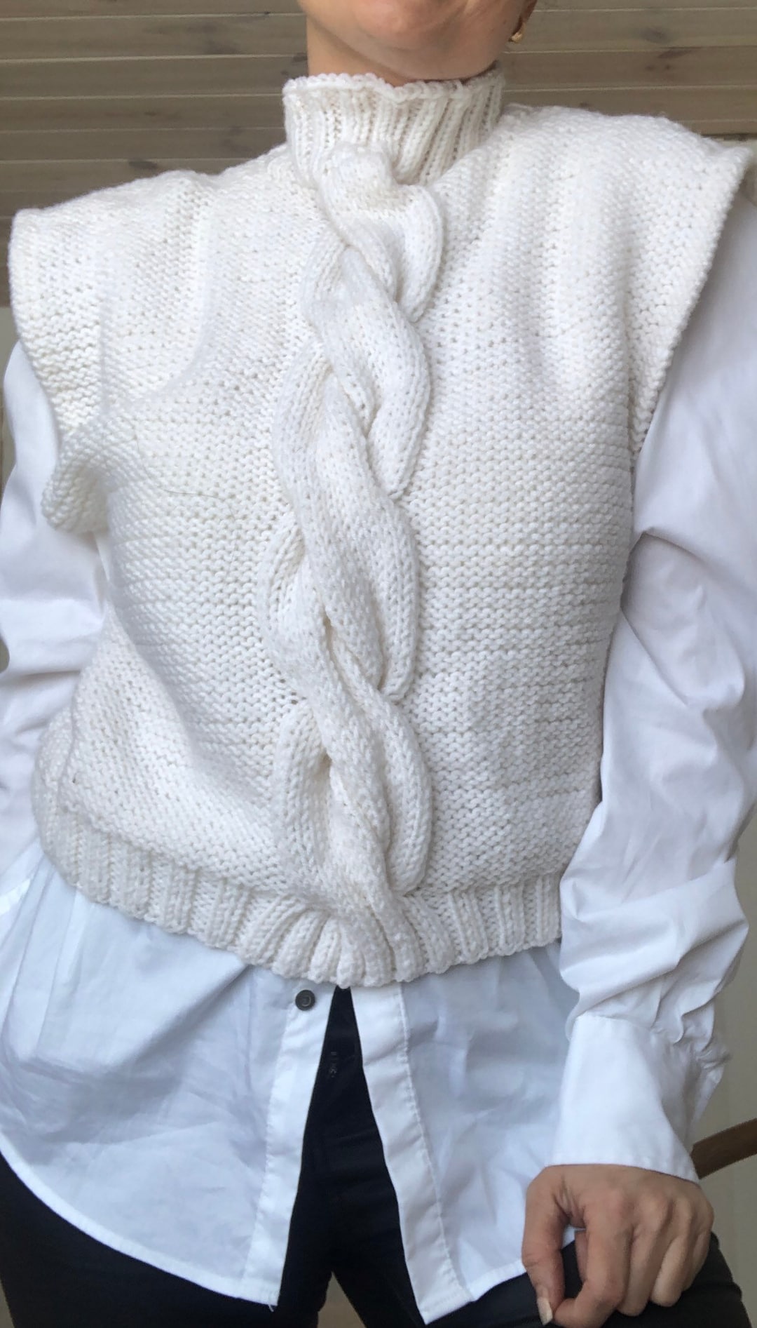 Snow-white Woman's Vest. Knitted White Vest. White Vest. Handknit Vest ...