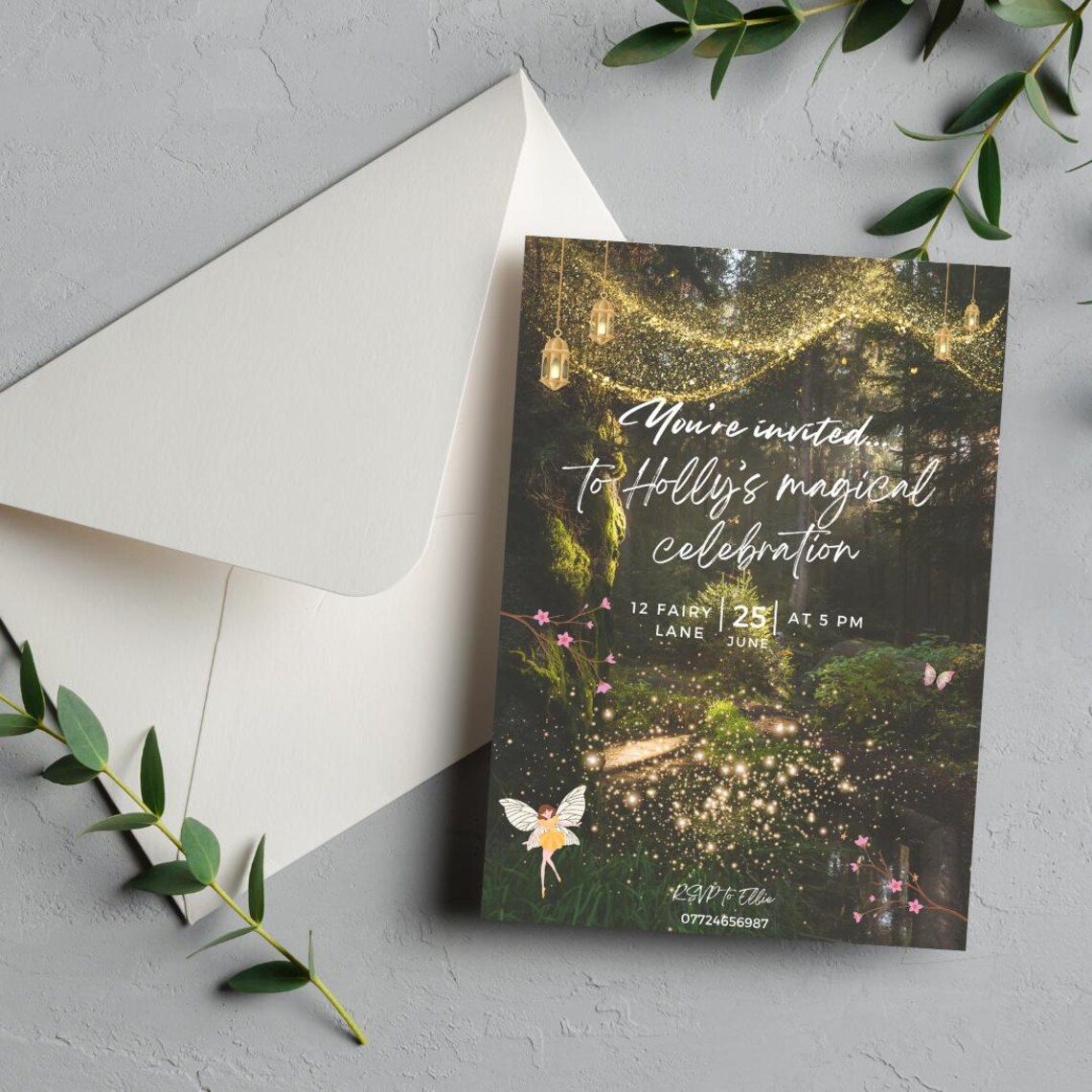 Customisable Woodland Fairy Invitation | Fully Editable Canva Template ...