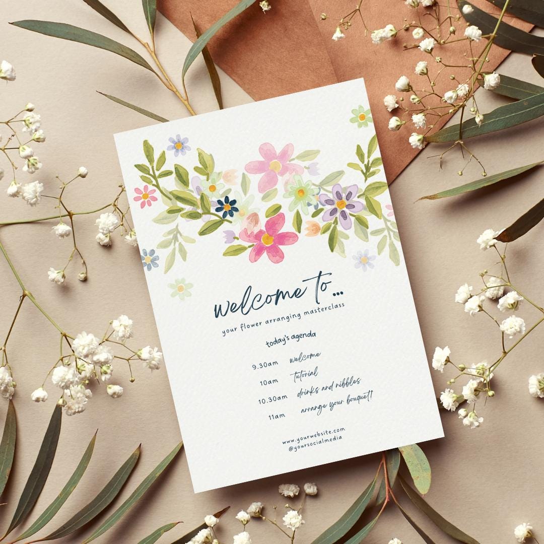 Customisable Floral Order of Events Agenda Programme Fully Editable ...