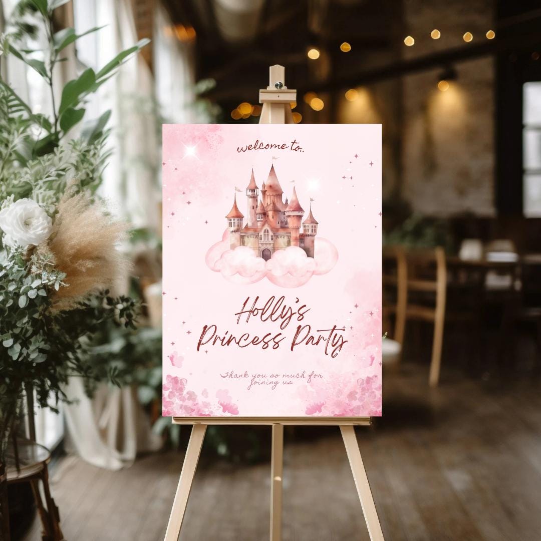 Customisable Princess Welcome Sign Fully Editable Canva Template ...