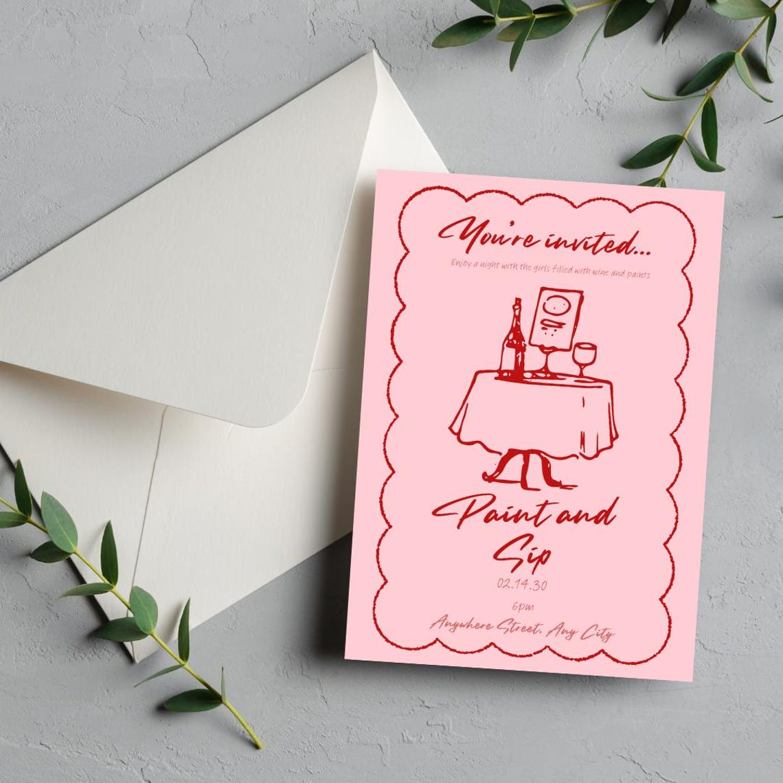 Customisable Paint and Sip Party Invitation | Fully Editable Canva ...