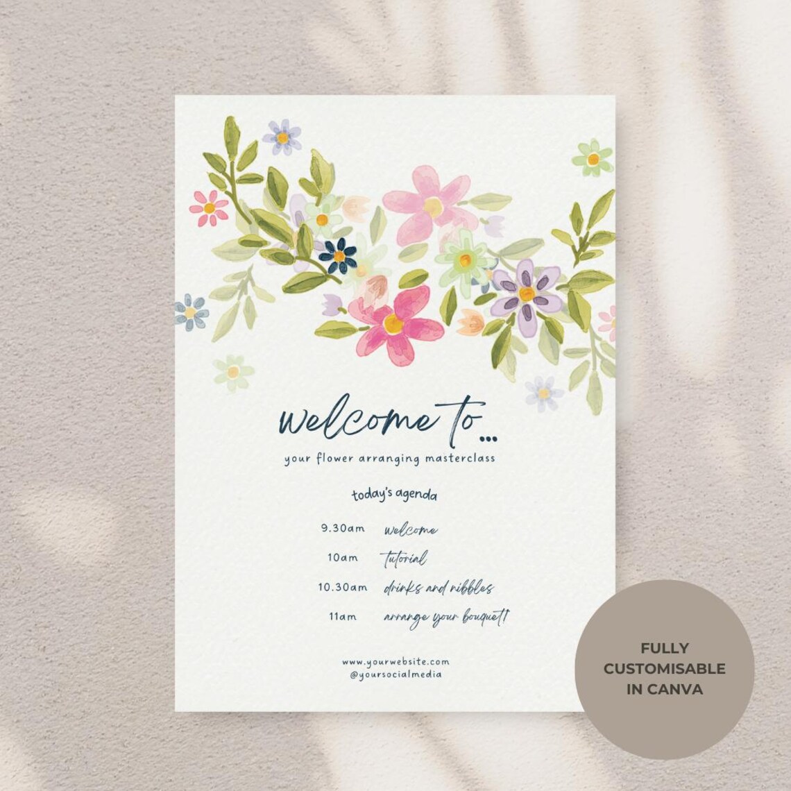 Customisable Floral Order of Events Agenda Programme Fully Editable ...