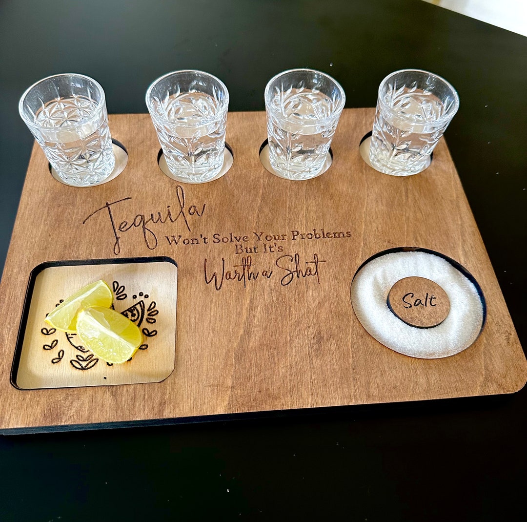 Customizable Tequila Tray, Lasercut Wooden Drink Tray, Funny Drink Tray ...