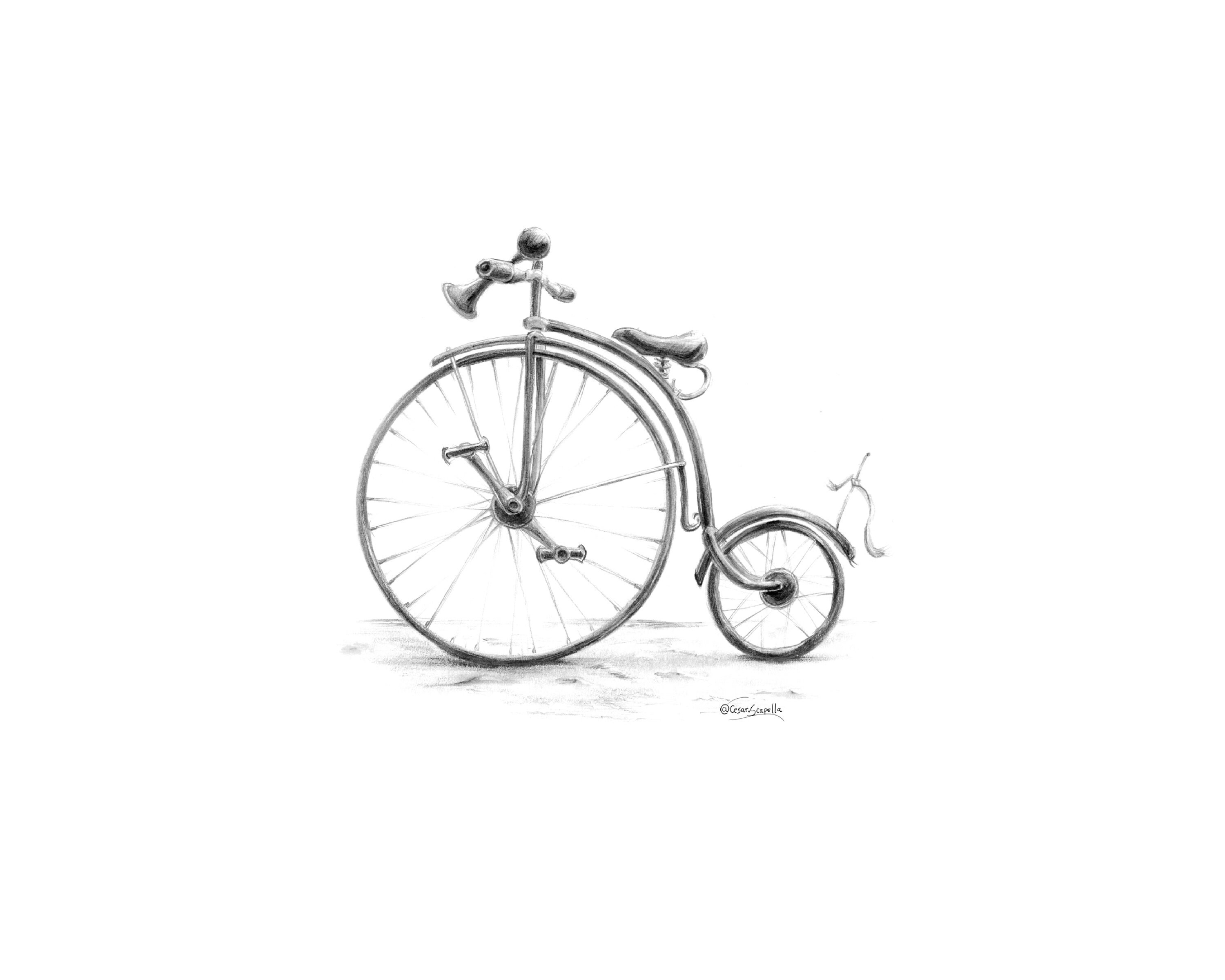 Old Bicycle Pencil Drawing digital Download Printable - Etsy