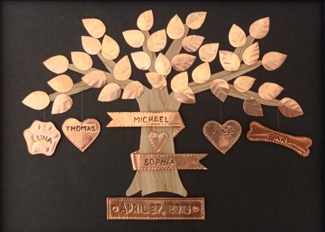 Personalized Copper Oak Tree, 7th Anniversary Gift, Wall Decor - Etsy