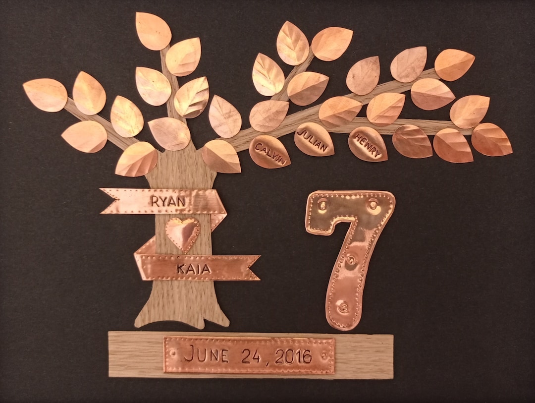 Personalized Copper Oak Tree: 7th Anniversary Wall Art - Etsy