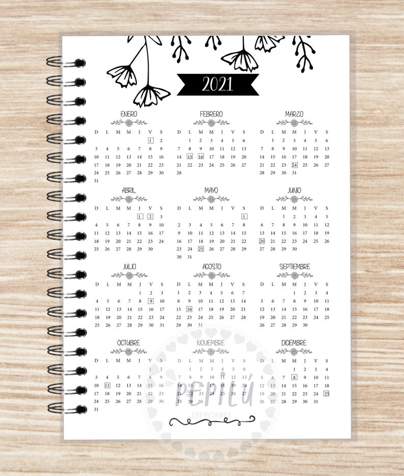 Agenda 2021 PDF Imprimible archivo digital | Etsy