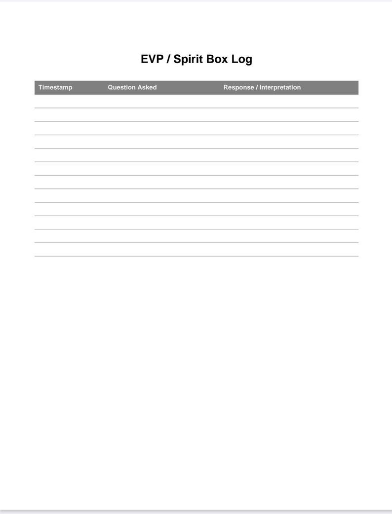 Spirit Session Note Pack – Printable Ghost Hunting Log, EVP Tracker ...