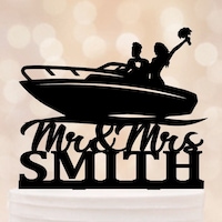 Pontoon Boat Cake Topper, Wedding Cake Topper, Cake Topper Weth Date ...