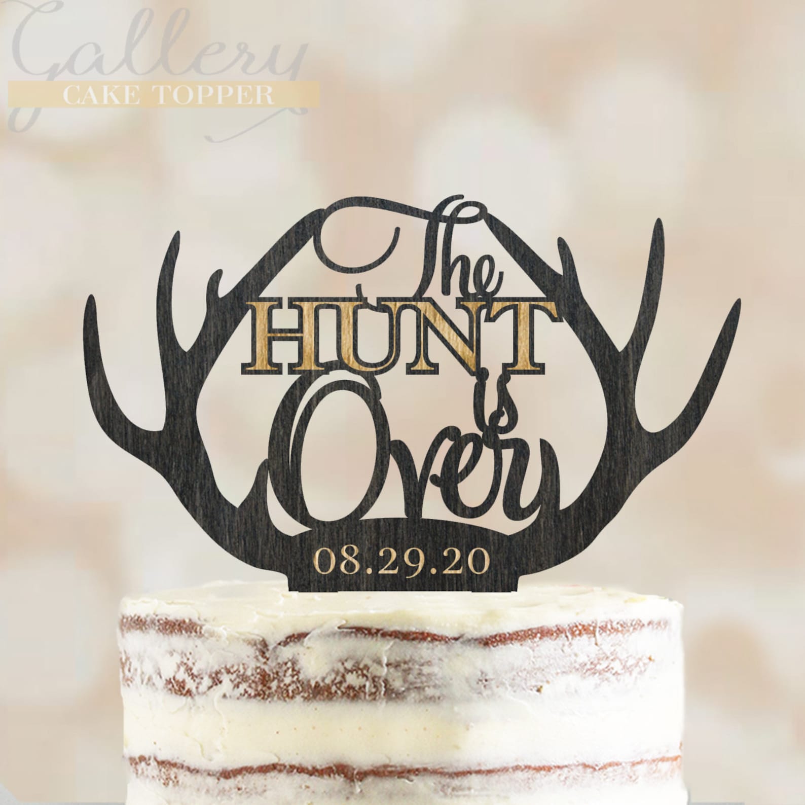The Hunt is Over Cake Topper,unique Cake Topper,wedding Rustic Cake ...