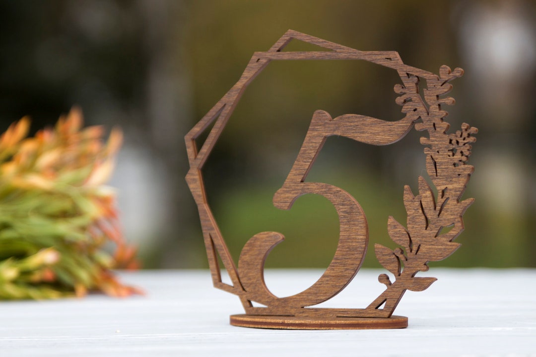 Rustic Wedding Wood Table Numbers, Wooden Hexagon Table Number Sign ...
