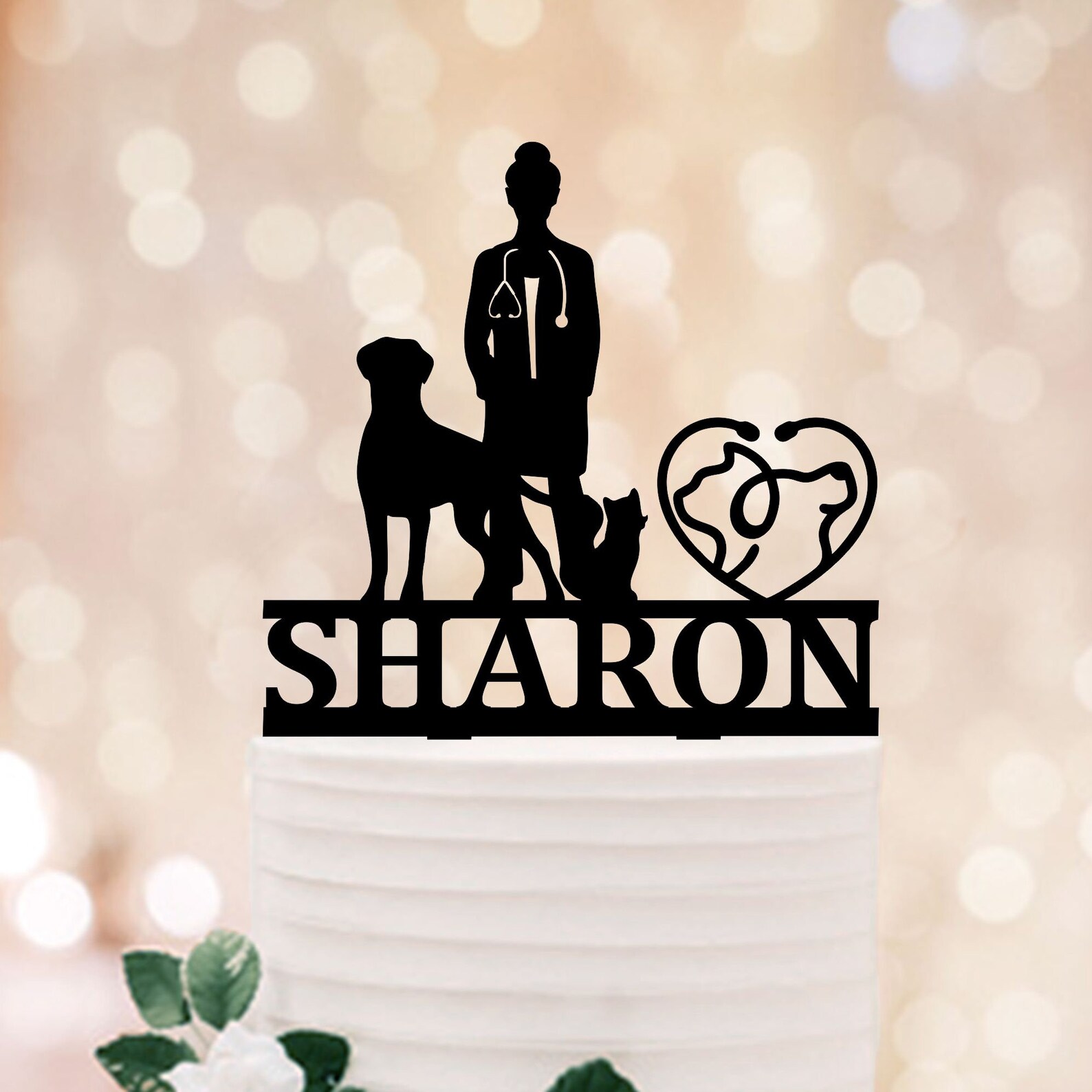 Veterinarian Birthday Cake Topper, Custom Pet Doctor Cake Decor, Cat ...