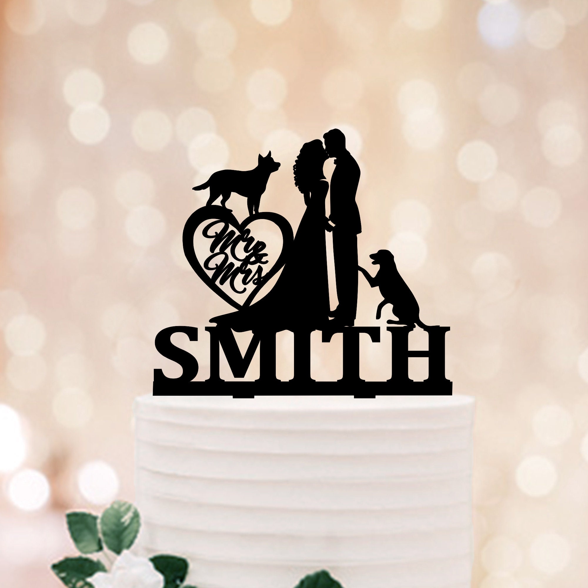 Two Dogs Cake Toppercustom Cake Topper for Wedding With | Etsy
