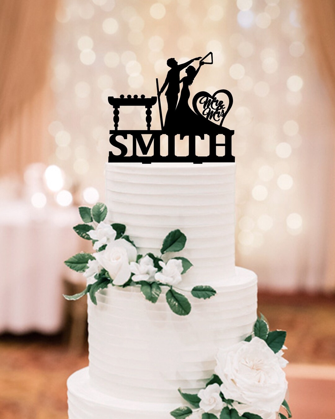 Billiard Cake Topper, Playing Billiards Mr & Mrs Couple Cake Topper ...