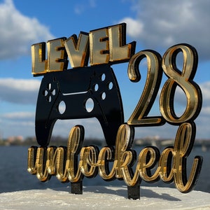 Gamer Birthday Cake Topper, Video Game Cake Topper Birthday, Level ...