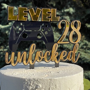 Gamer Birthday Cake Topper, Video Game Cake Topper Birthday, Level ...