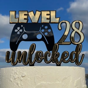 Gamer Birthday Cake Topper, Video Game Cake Topper Birthday, Level ...
