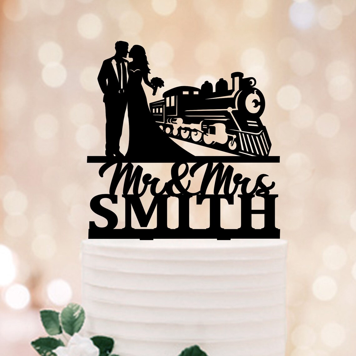 Train Wedding Cake Topper Mr & Mrs Locomotive Topper for - Etsy