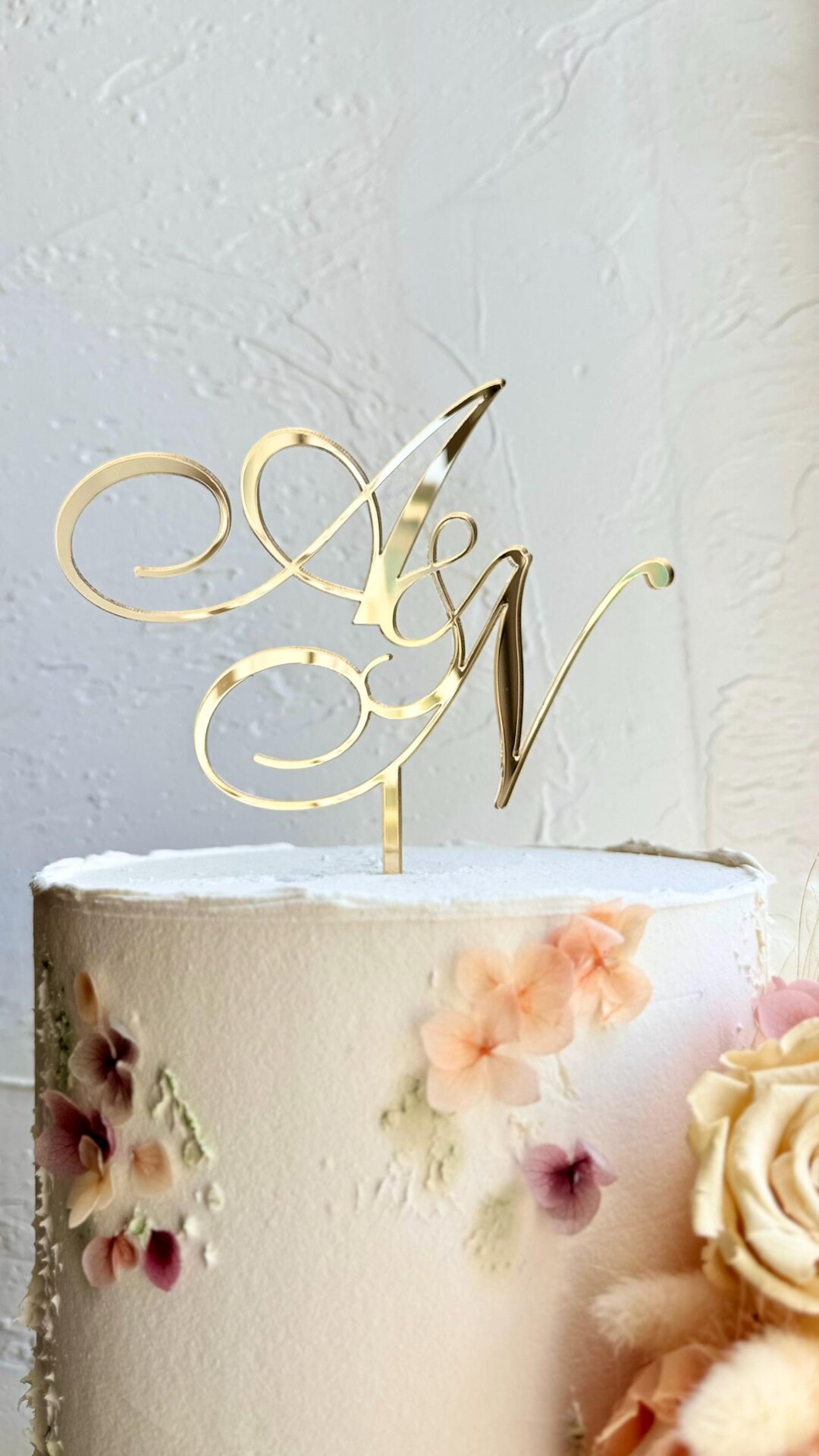 Mirror Gold Initials Wedding Cake Topper, Personalized Letter Cake ...