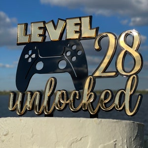 Gamer Birthday Cake Topper, Video Game Cake Topper Birthday, Level ...
