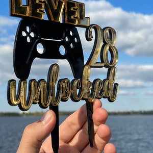 Gamer Birthday Cake Topper, Video Game Cake Topper Birthday, Level ...