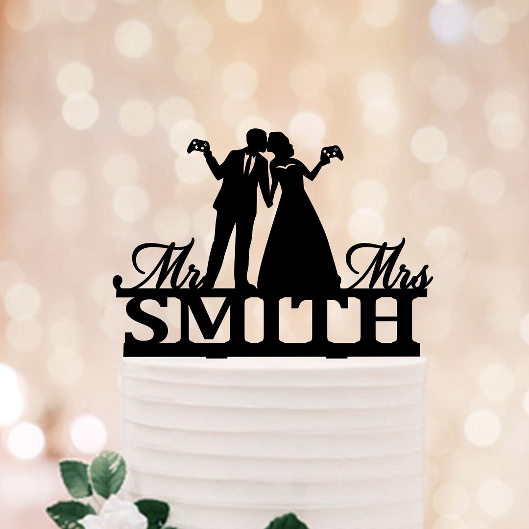 Gamer Wedding Cake Topper, Gaming Cake Topper,bride and Groom Gamers ...