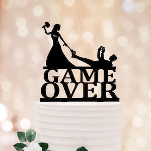 Gamer Wedding Cake Topper, Video Game Cake Topper Wedding, Game Over ...