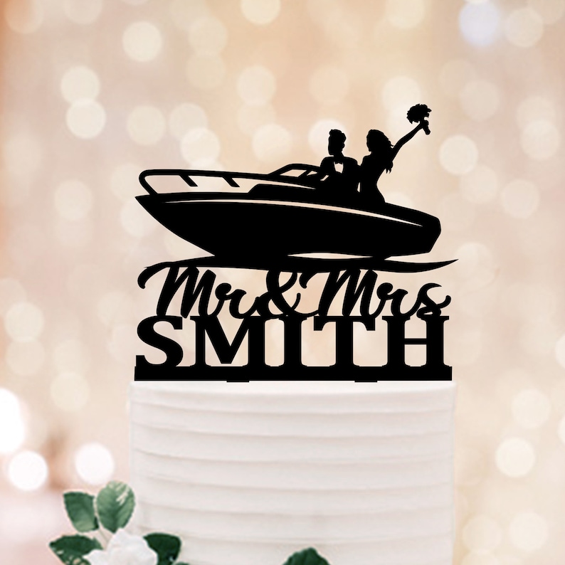 Driving Boat Cake Topper, Nautical Wedding Cake Toppers, Speed Boat ...