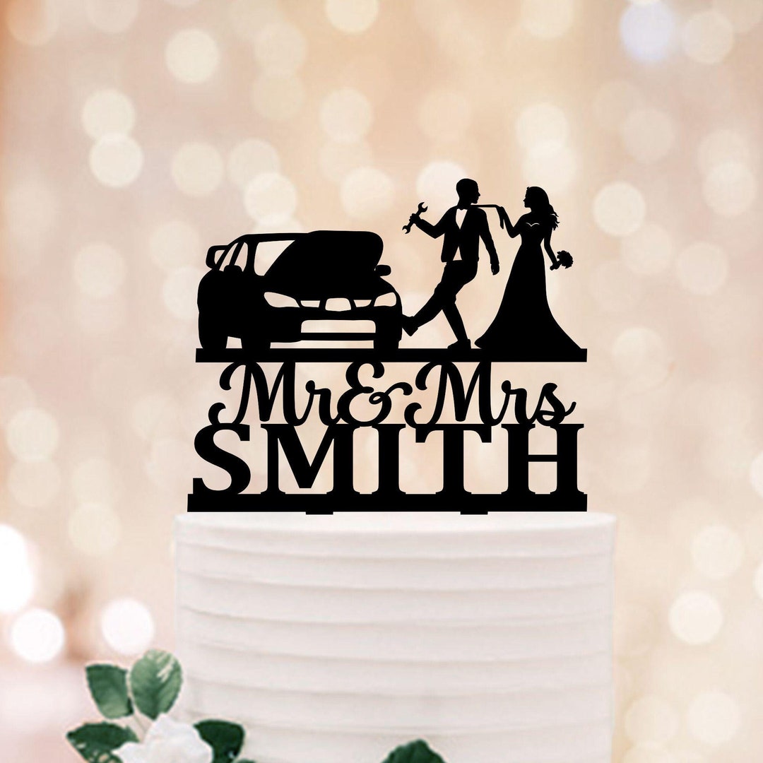 Funny Auto Mechanic Wedding Cake Topper, Bride and Groom Cake ...