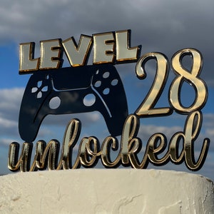 Gamer Birthday Cake Topper, Video Game Cake Topper Birthday, Level ...