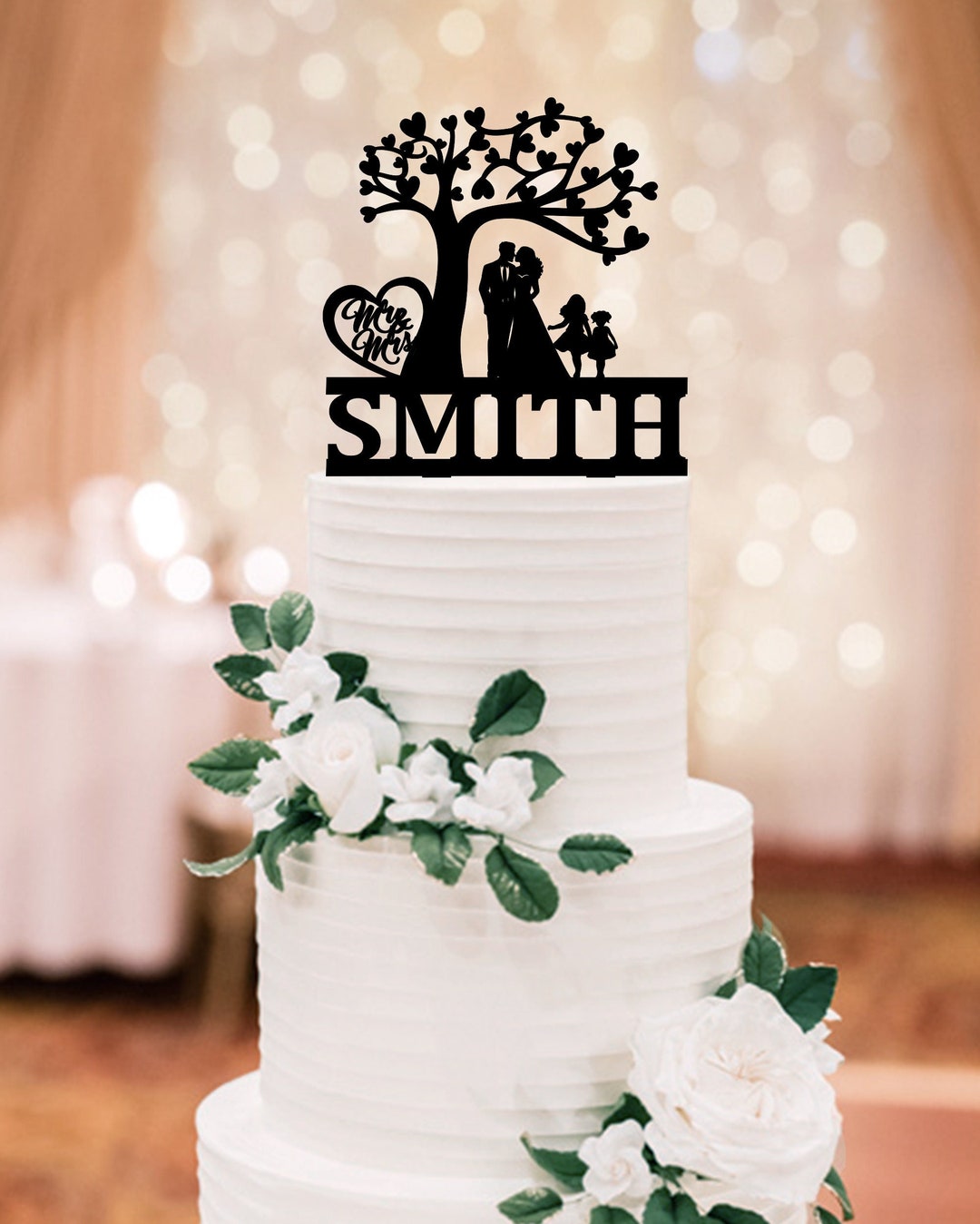 Personalized Tree Cake Topper With Kids Family Topper With - Etsy