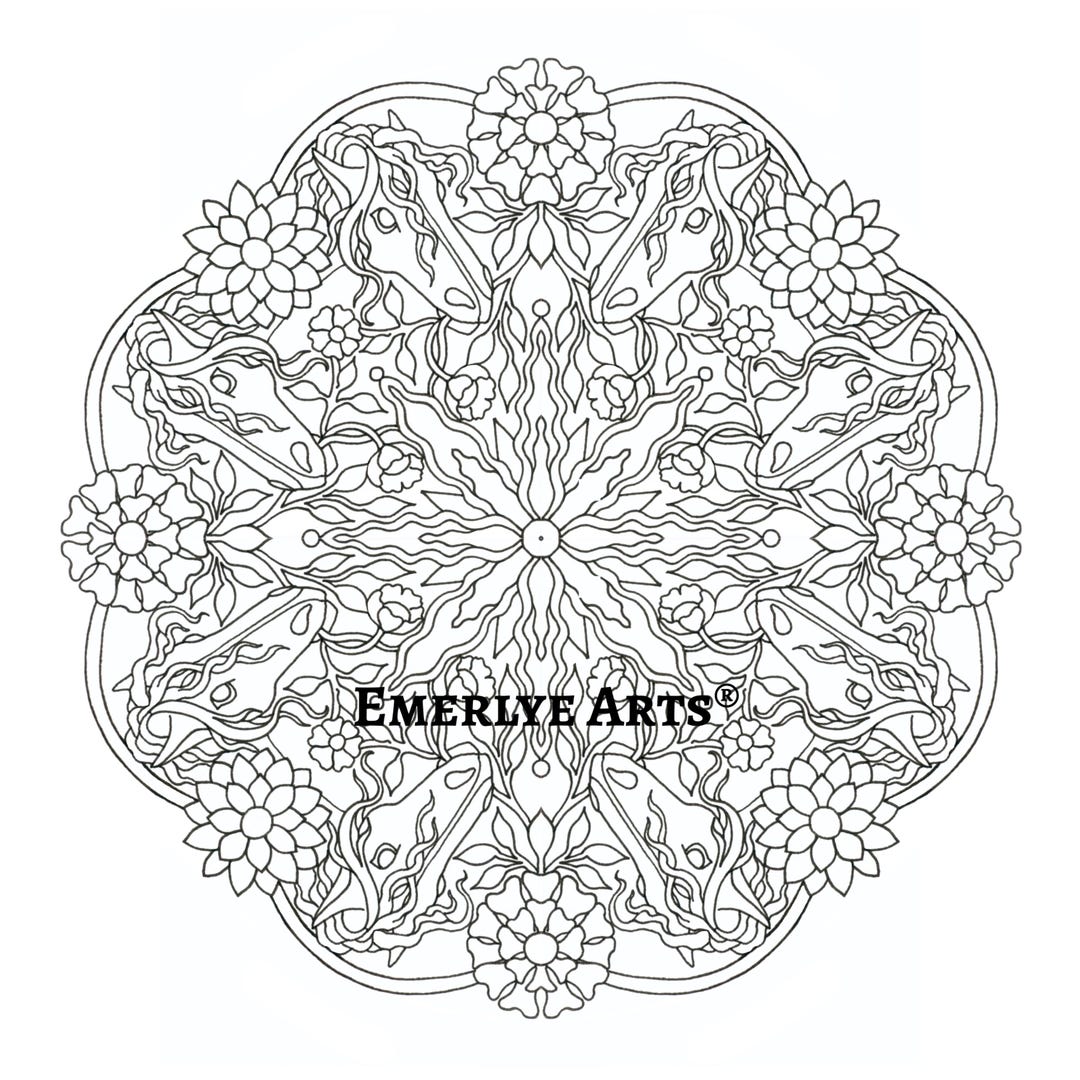 Instant Download – Archive No. 150612 | “horse Mandala” | Fine-line ...