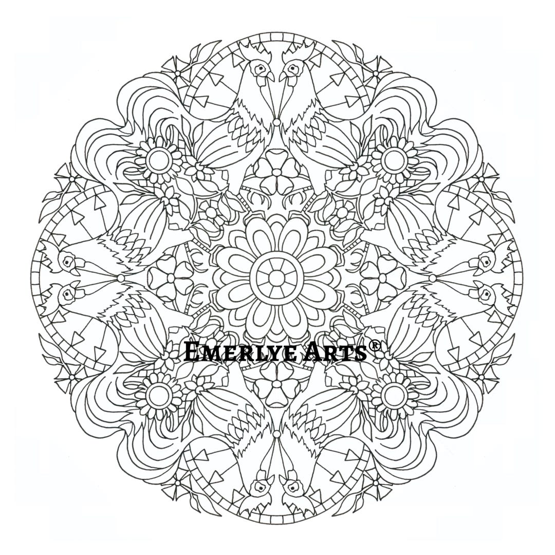 Instant Download – Archive No. 150517 | “cockerel Mandala” | Fine-line ...