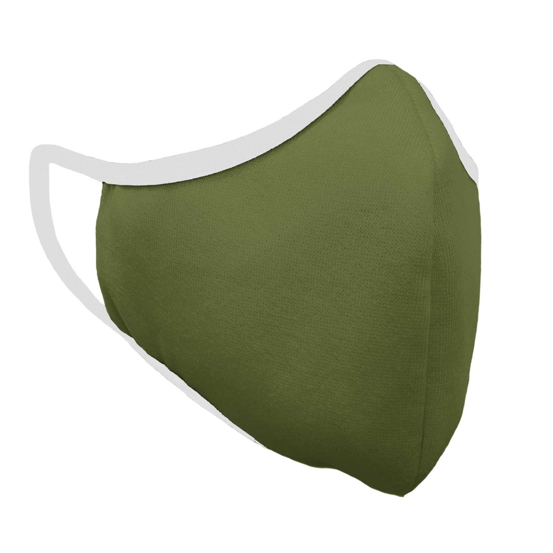 Solid Army Green Premium Fitted Face Cover With White Trim - Etsy