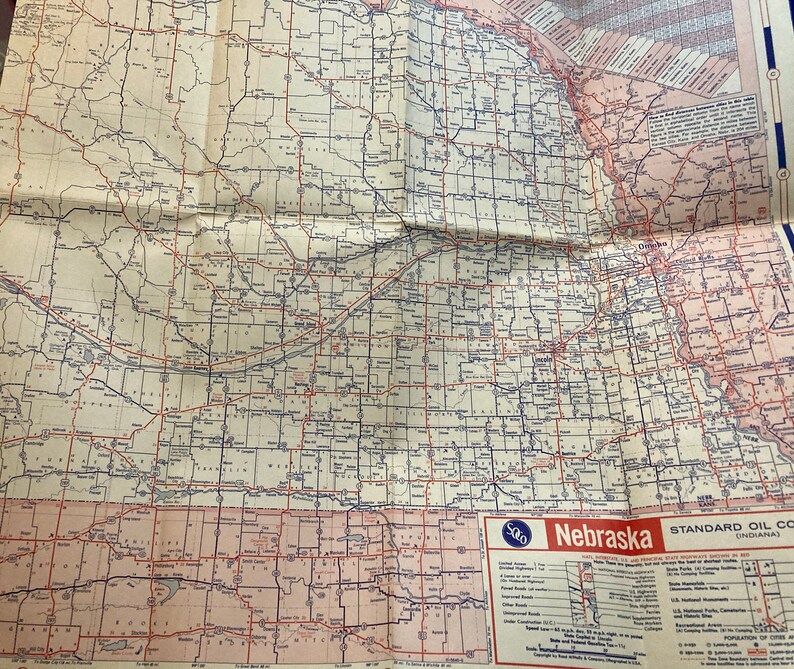 Vintage Nebraska Road Map - Etsy